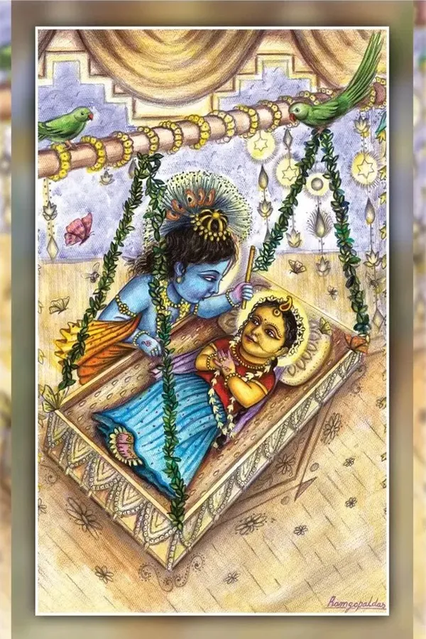 Radharani Seeing Krishna for the First Time Canvas Print | 18×24 Inches ...